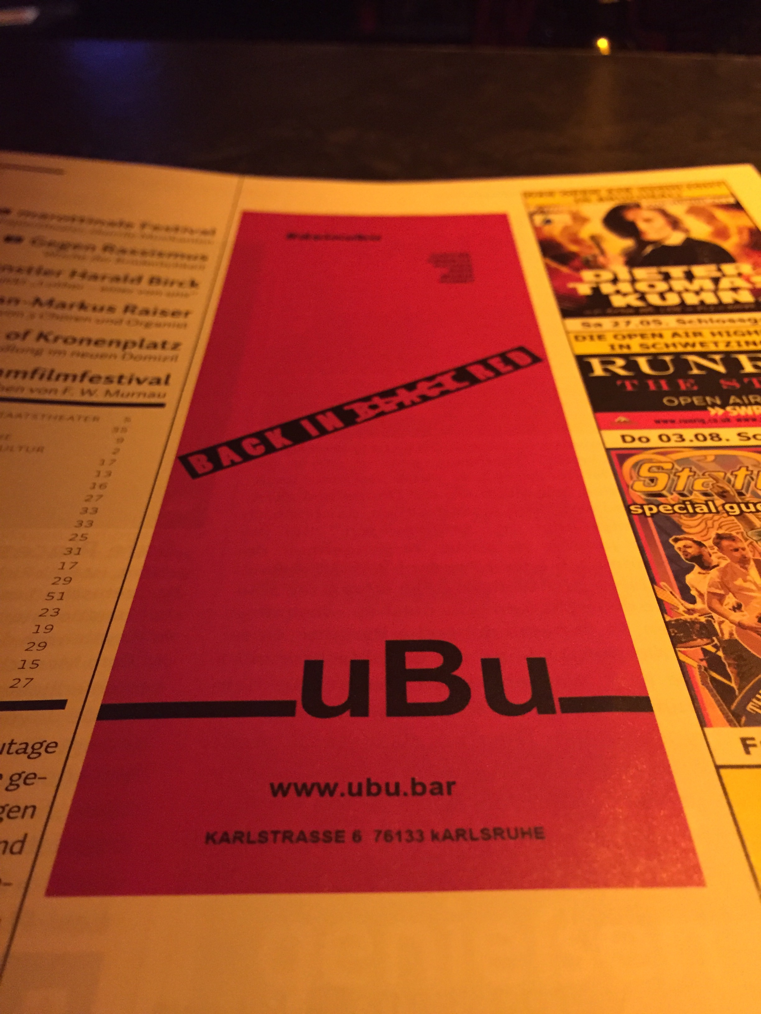 Klappe Auf über uns - uBu Cafe Bar